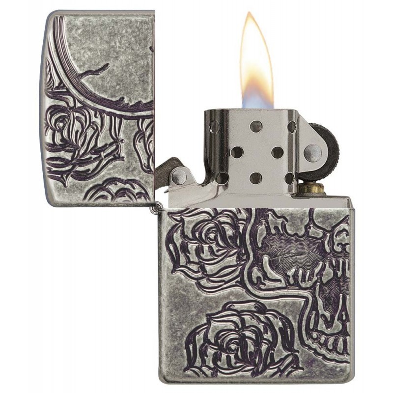 Zippo Skull Roses - Fumando Espero